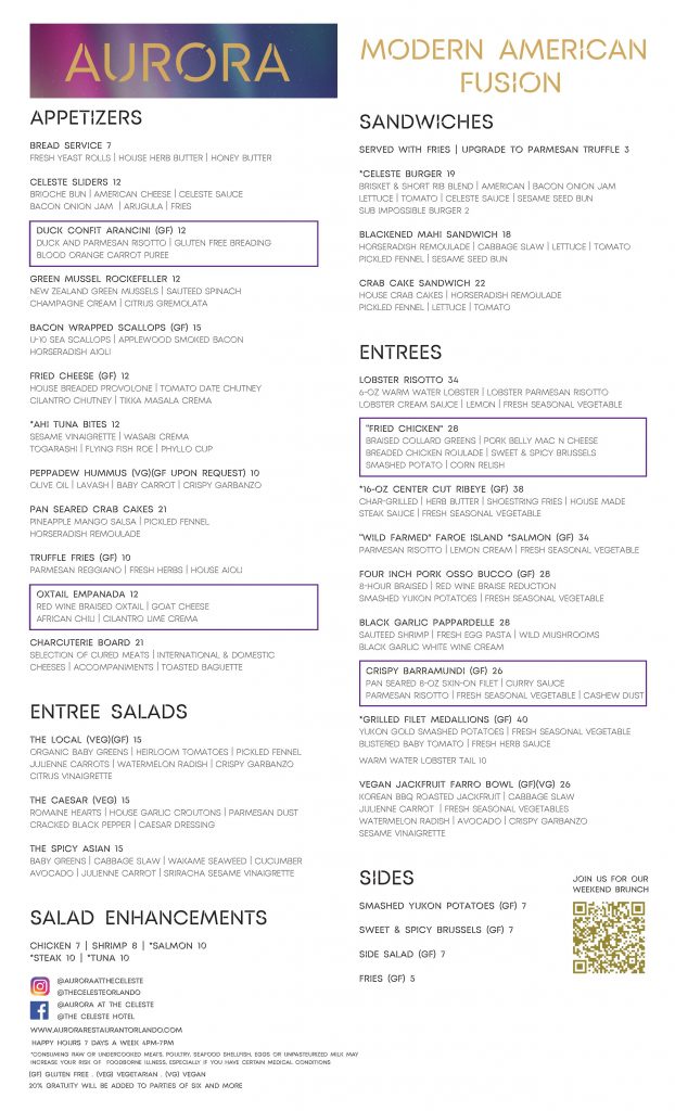 Lunch & Dinner – Aurora Restaurant Orlando